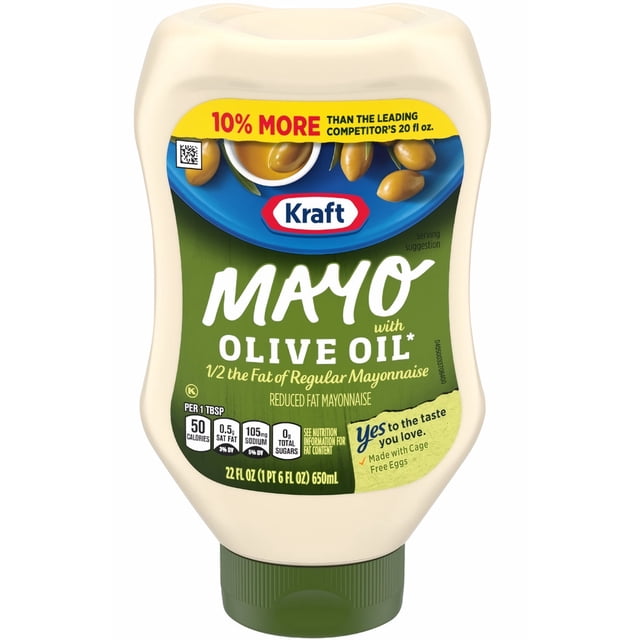 Kraft Olive Oil Reduced Fat Mayonnaise Squeeze Bottle 22 fl oz (Pack of ...