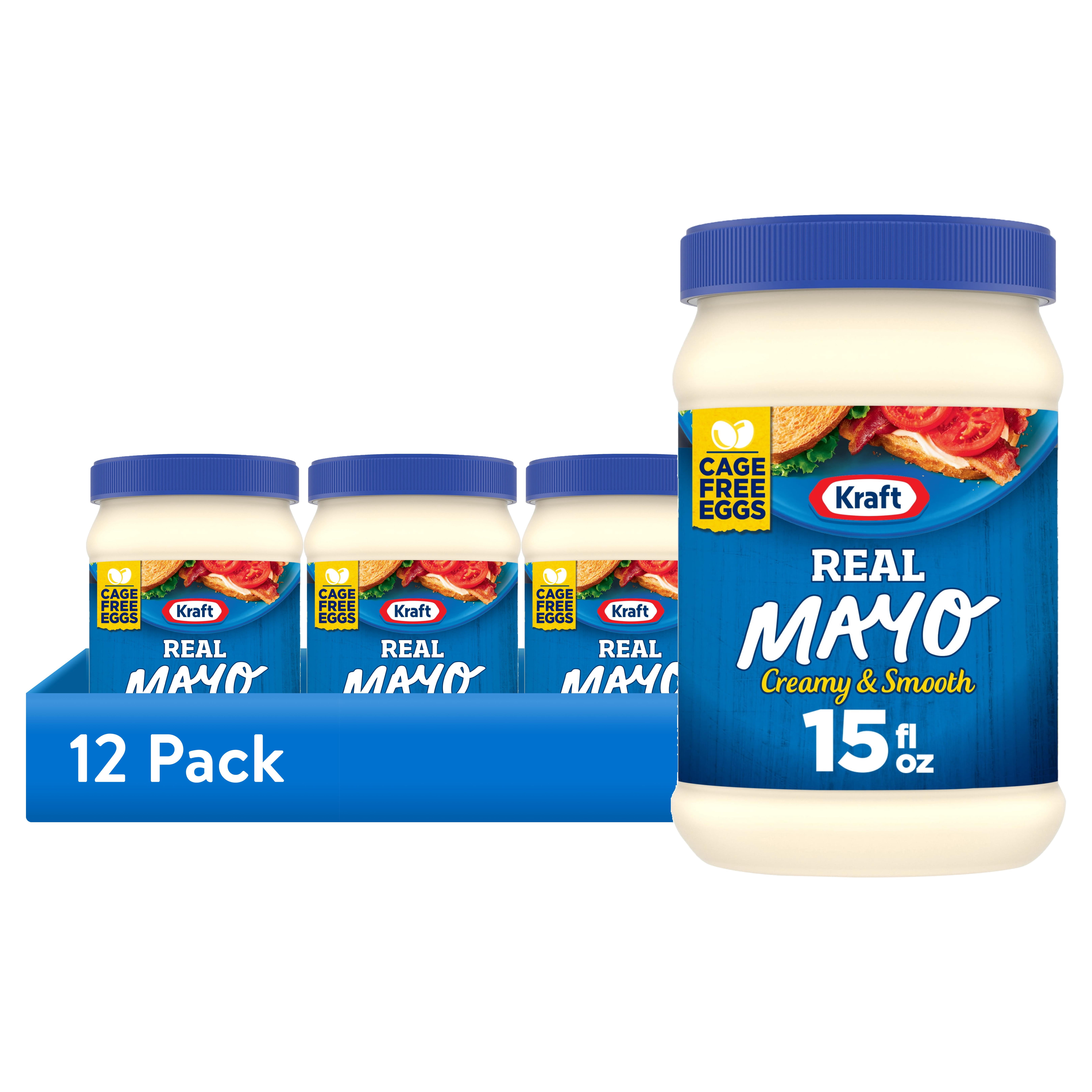 (12 pack) Kraft Real Mayo Creamy & Smooth Mayonnaise, 15 fl oz Jar ...