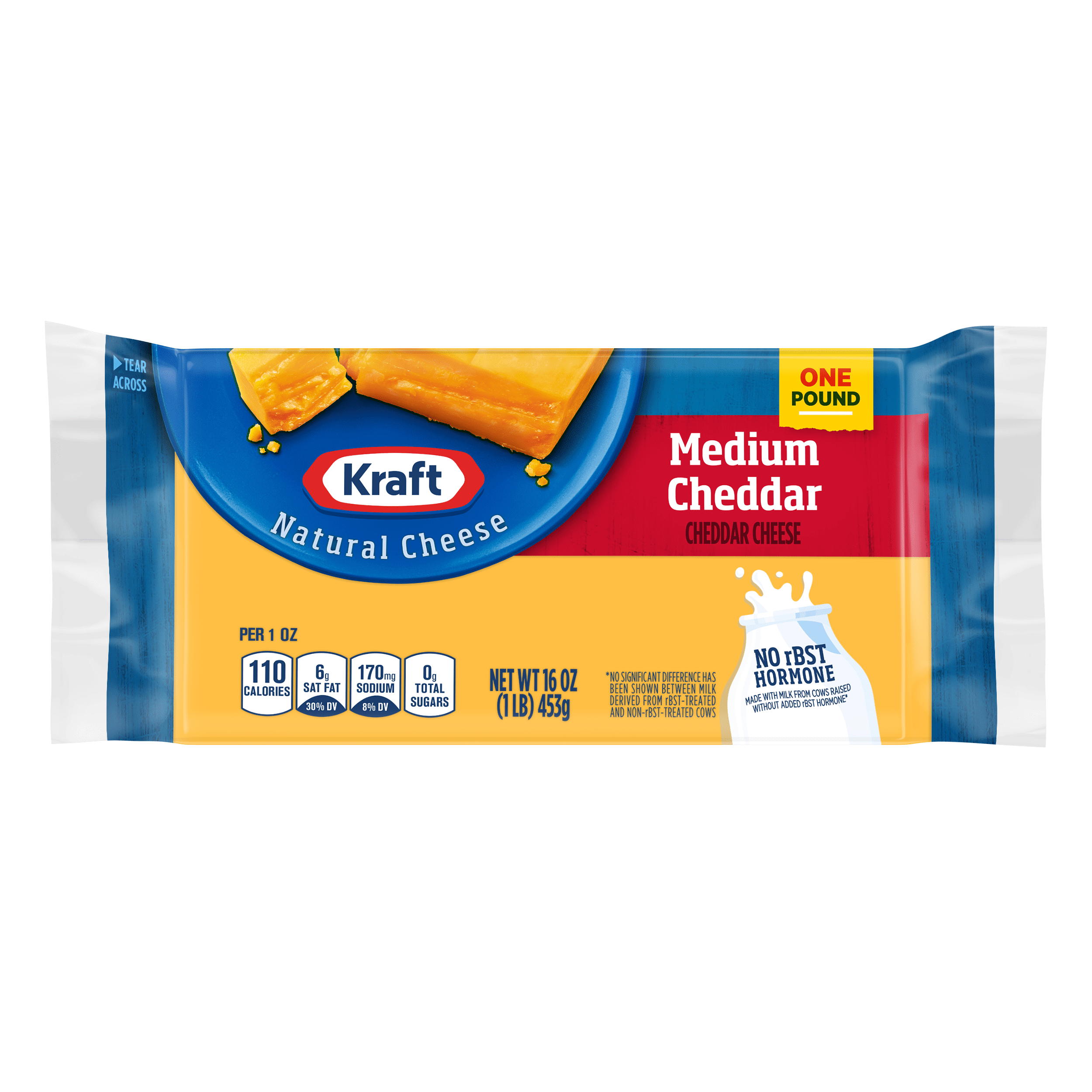 Kraft Medium Cheddar Natural Cheese Block 16 oz Vacuum Packed - Walmart.com