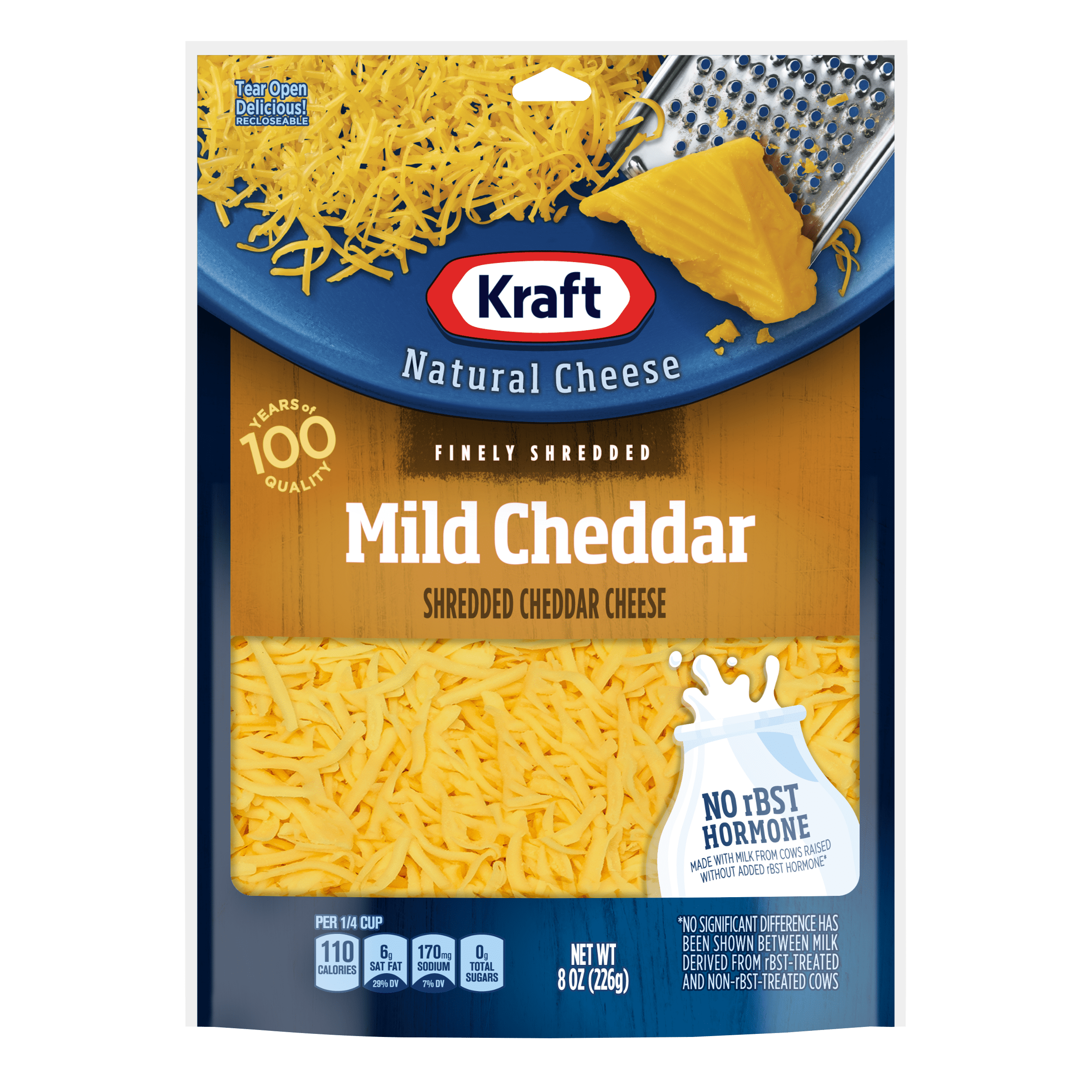 Kraft Mild Cheddar Finely Shredded Cheese 8 oz Bag - Walmart Business ...