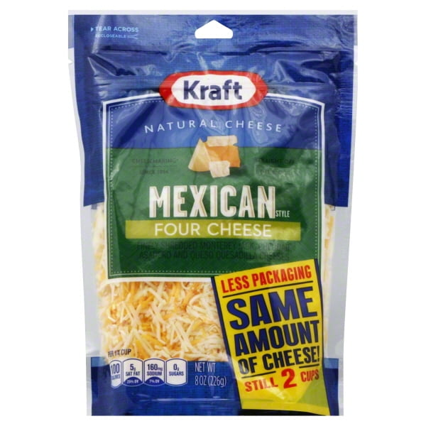 Kraft Natural Cheese Mexican Style Four Cheese Finely Shredded Shredded ...