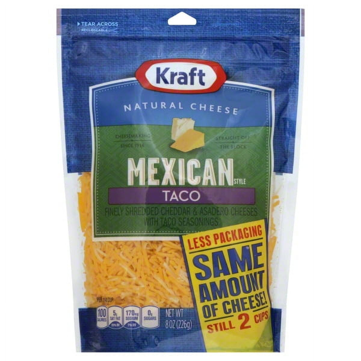 Kraft Natural Cheese Taco Finely Shredded Mexican Style Cheese, 8 Oz ...