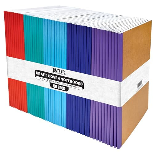 Kraft Notebooks with Colored Spines, 8.3 in x 5.5 in, A5 Size, 60 ...