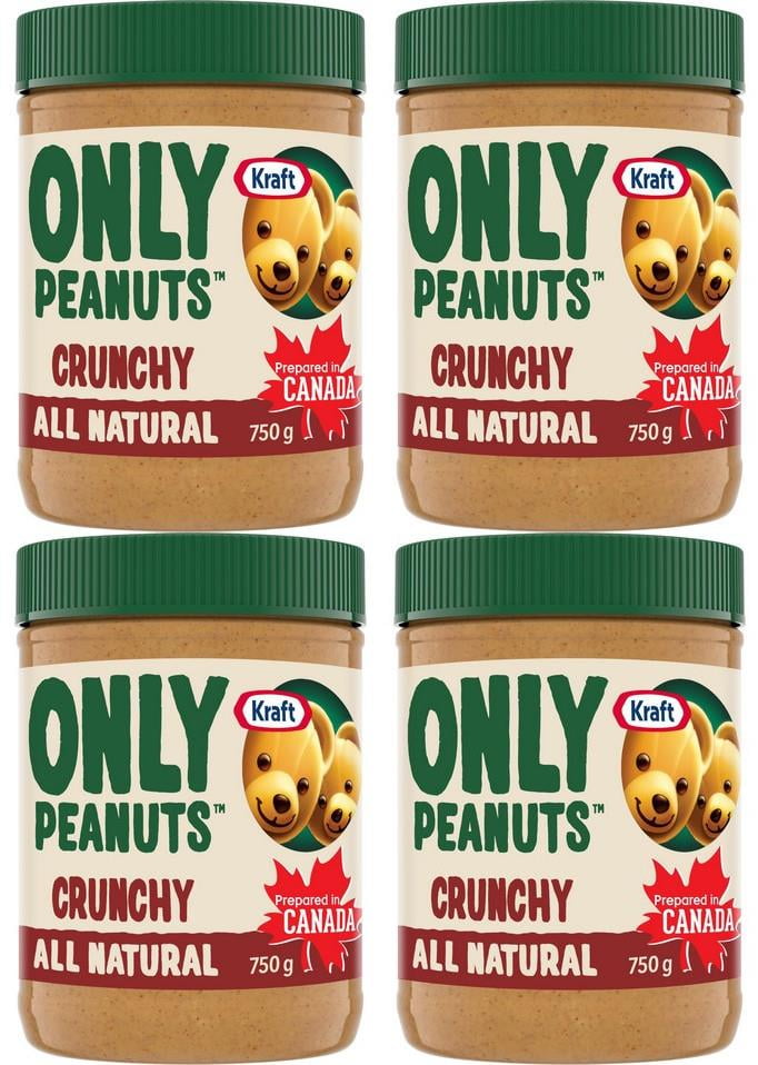 Kraft Only Peanuts All Natural Crunchy Peanut Butter, 750g (4 Pack ...