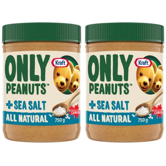 Kraft Only Peanuts All Natural Peanut Butter With Sea Salt 750g (2 Pack ...