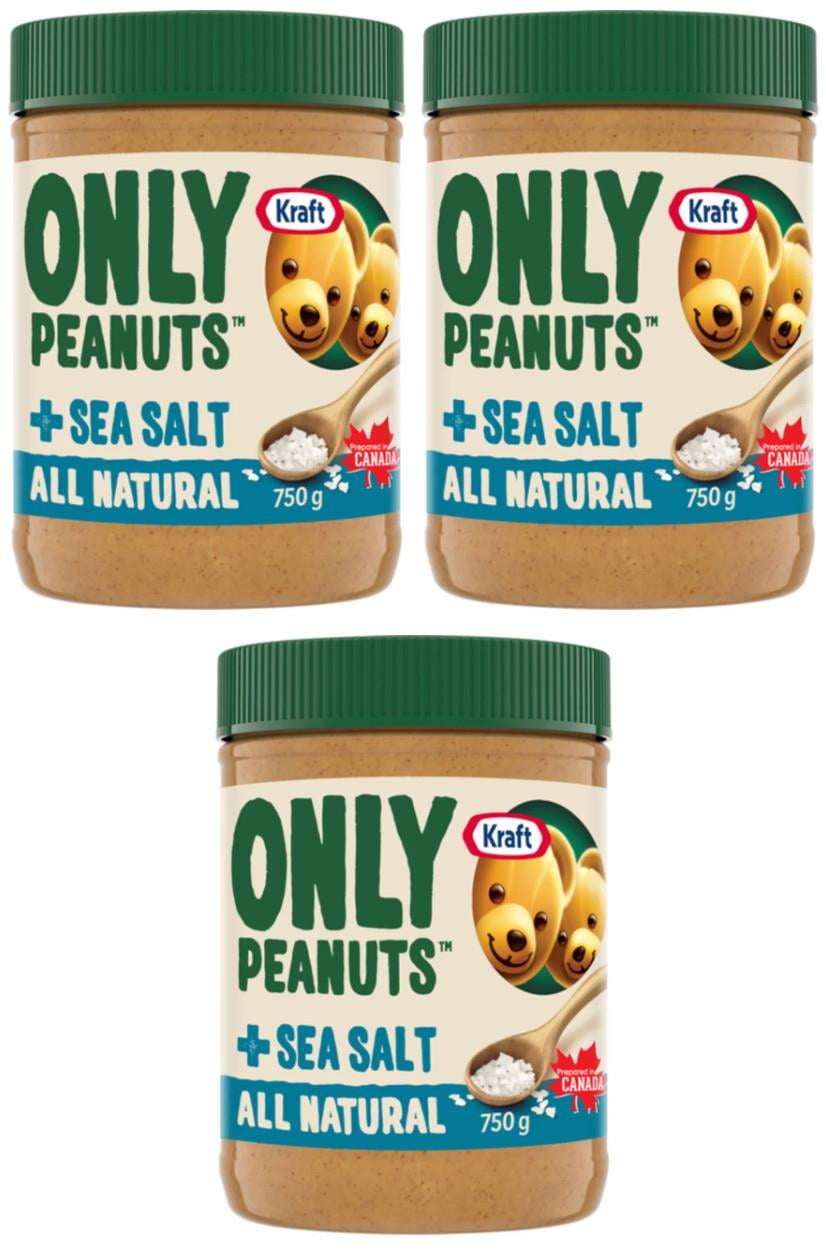Kraft Only Peanuts All Natural Peanut Butter With Sea Salt 750g (3 Pack) - Walmart.com