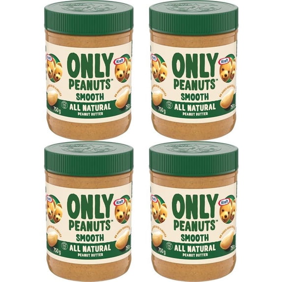 Kraft Only Peanuts All Natural Smooth Peanut Butter, 750g (4 Pack ...