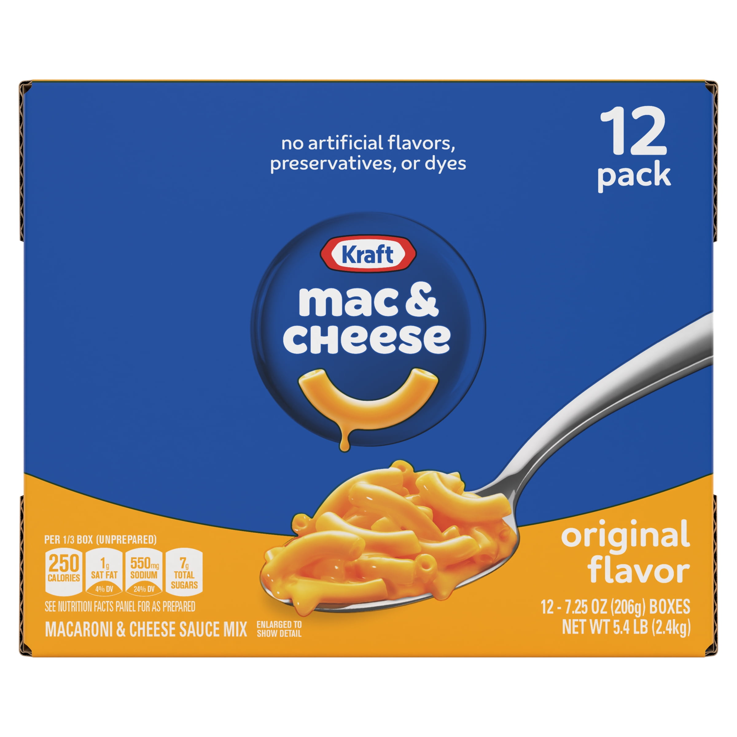 Kraft Original Mac & Cheese Macaroni and Cheese Dinner, 12 ct Pack, 7. ...
