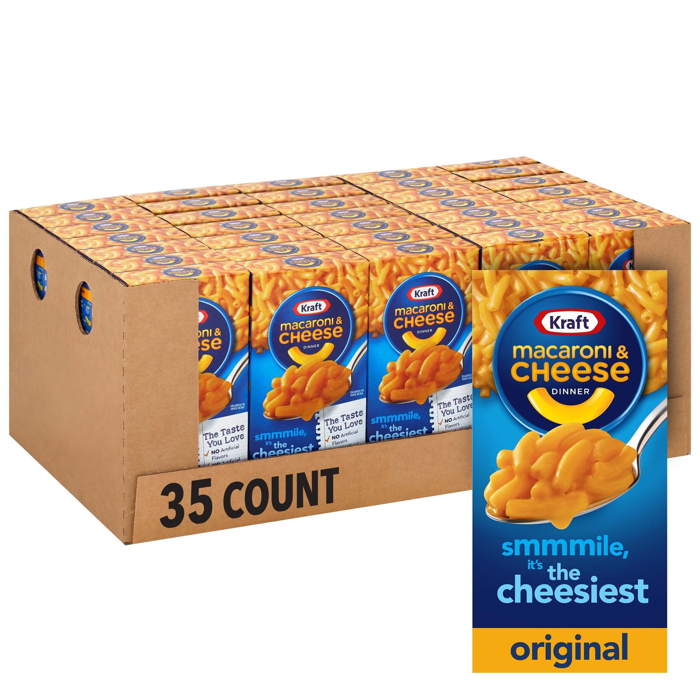 Kraft Original Mac N Cheese Macaroni and Cheese Dinner, 35 ct Pack, 7. ...