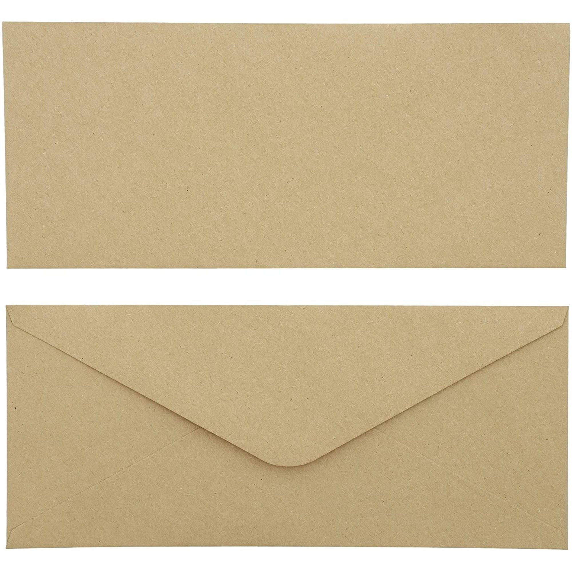 100 Pack V Flap Brown Kraft Paper Envelopes #10, 9.5x4 Inch Durable ...
