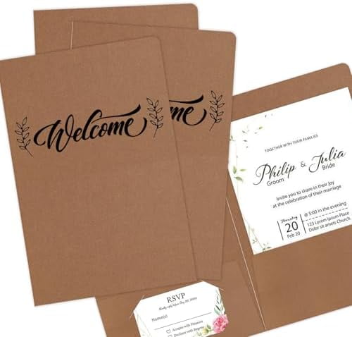 Kraft Paper 6x9 Inch Welcome Documents File Folders with Two Pockets ...