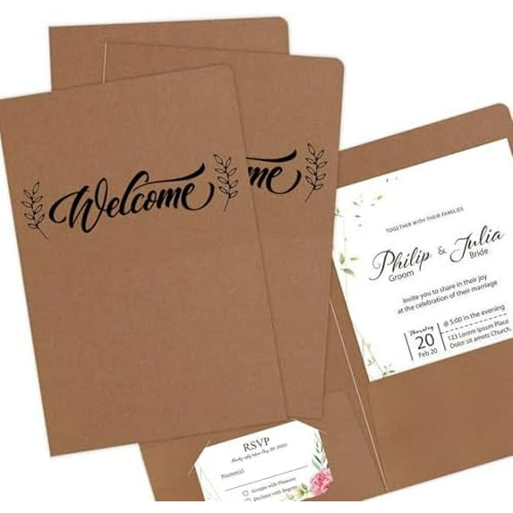 Kraft Paper 6x9 Inch Welcome Documents File Folders with Two Pockets ...