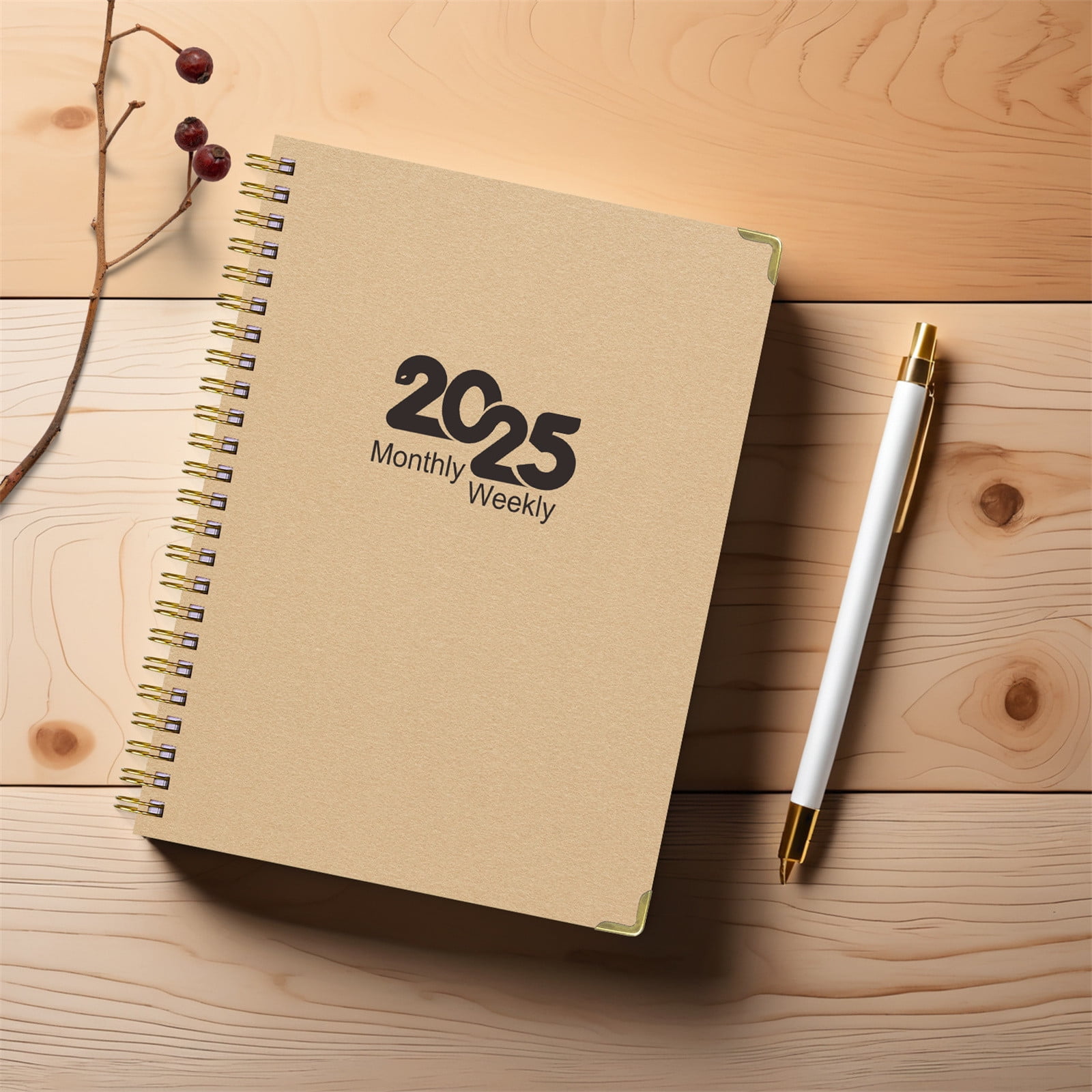 Kraft Paper A5 Coil Diary, English Planner, Durable Paper, Spiral ...