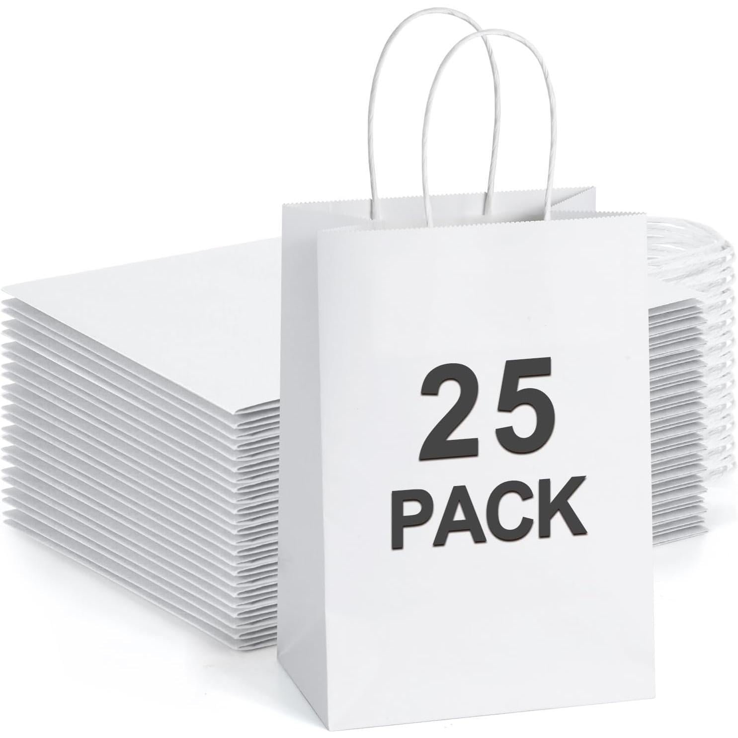 Kraft Paper Bags 25Pcs 5.25x3x8 Inches Small Paper Gift Bags Shopping ...