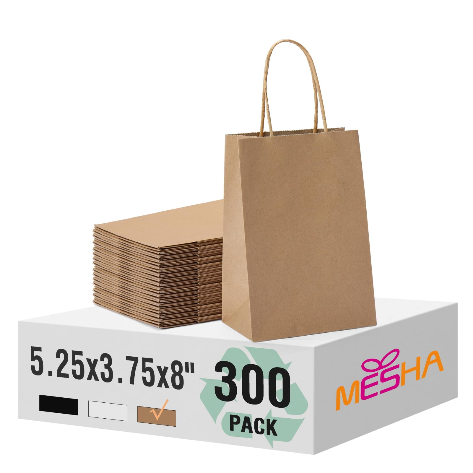 Kraft Paper Bags 5.25X3.75X8 Inches Small Gift Bags with Handles Bulk ...