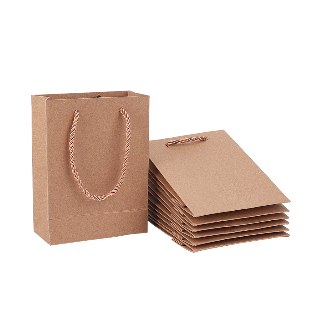 Kraft Paper Bags Gift Shopping Bags with Nylon Cord Handle Rectangle ...