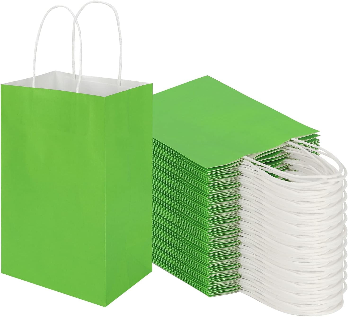 Kraft Paper Bags with Handles Bulk, Gift Wrap Bags for Favor Grocery ...