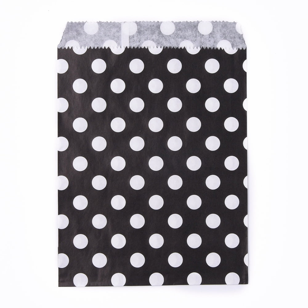 Kraft Paper Bags No Handles Food Storage Bags Polka Dot Pattern Black ...