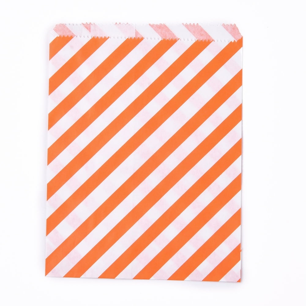 Kraft Paper Bags No Handles Food Storage Bags Stripe Pattern Orange ...