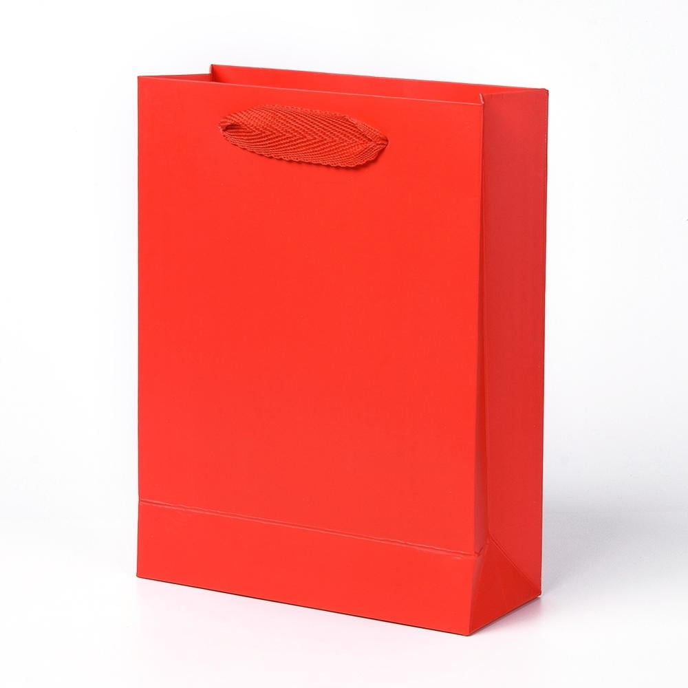 Kraft Paper Bags with Handles Gift Bags Shopping Bags Rectangle Red ...
