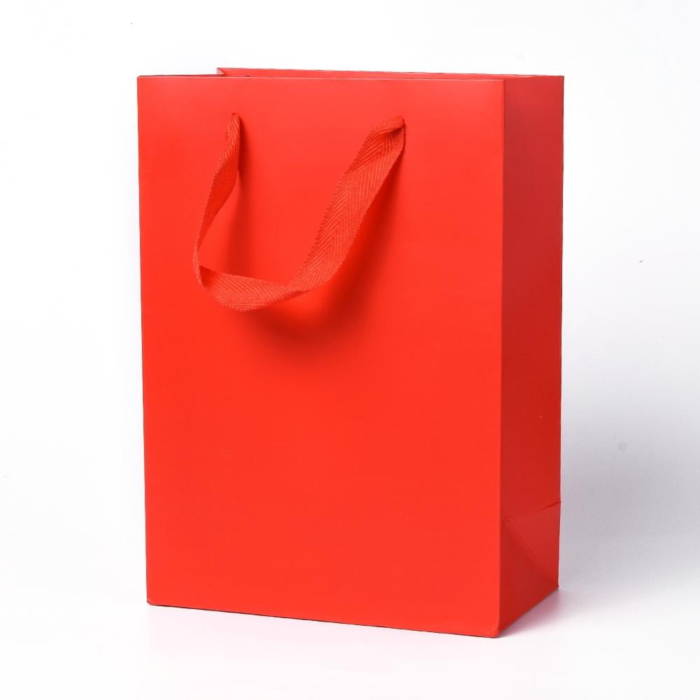 Kraft Paper Bags with Handles Gift Bags Shopping Bags Rectangle Red ...