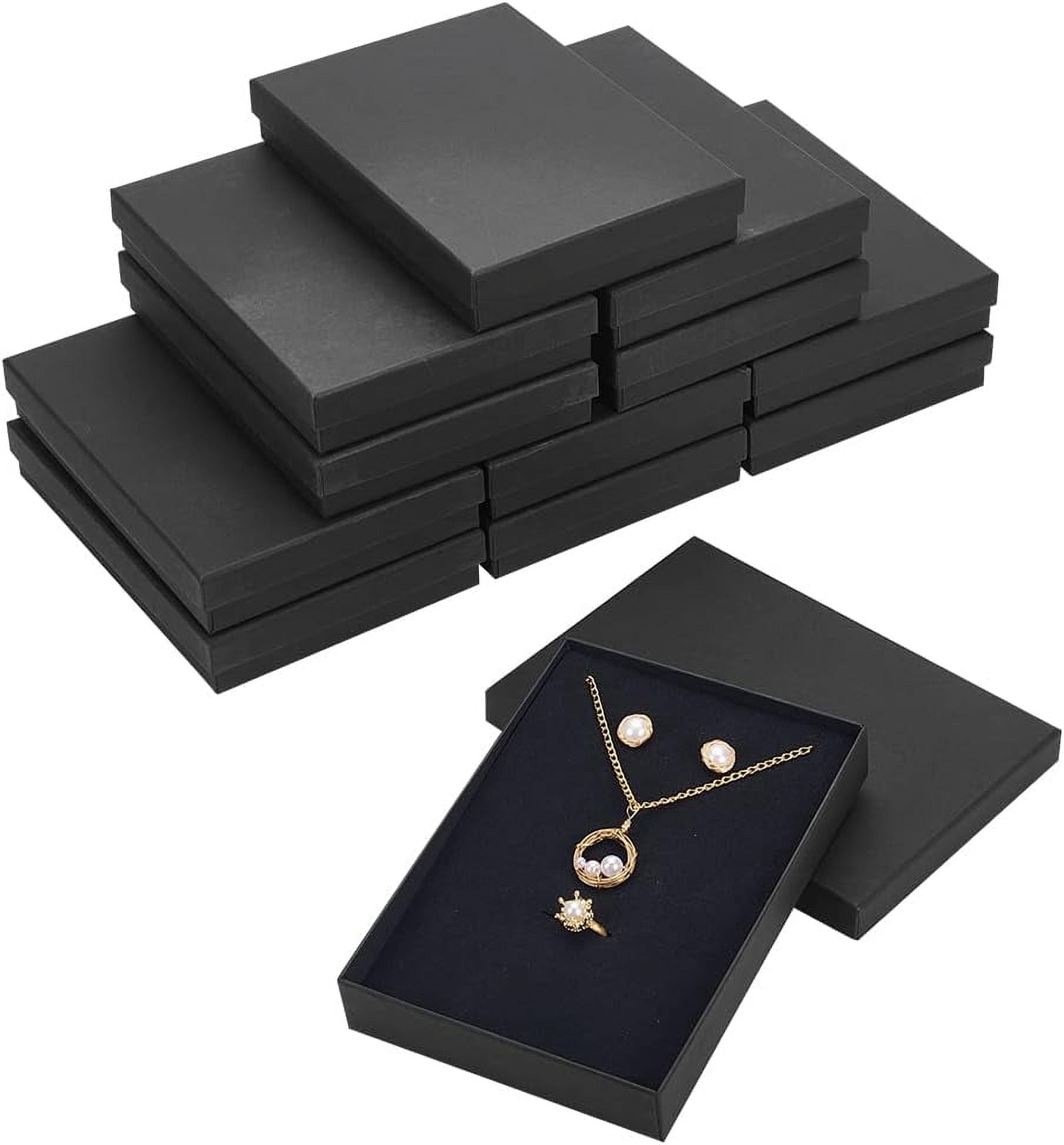 Kraft Paper Box Jewelry Box Rectangle Black 18.3x13.05x3.1cm Inner Size ...