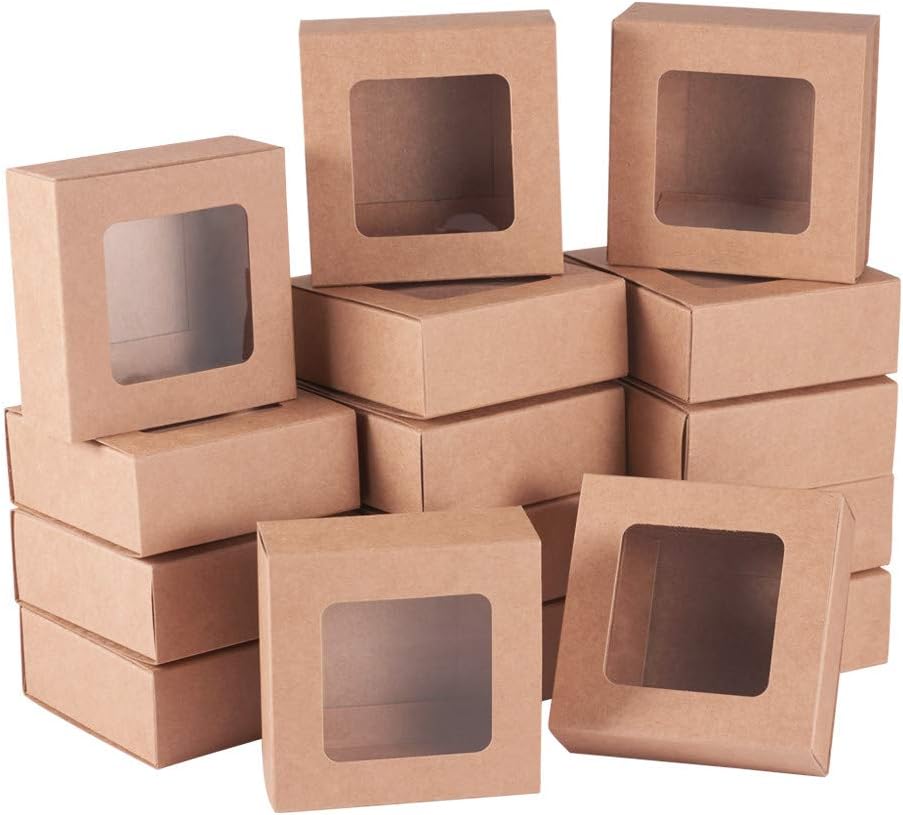 Kraft Paper Box Square BurlyWood 8x8x3cm - Walmart.com