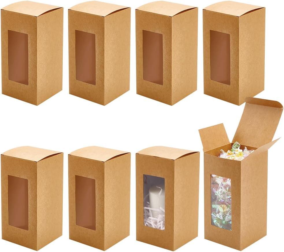 Kraft Paper Candy Boxes with PVC Clear Window for Party Wedding Baby ...