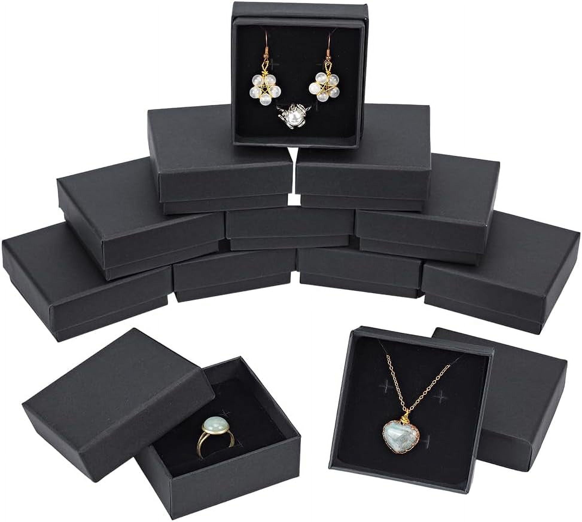 Kraft Paper Cardboard Jewelry Boxes Ring/Earring Box Square Black 7.3x7.3x3cm - Walmart.com