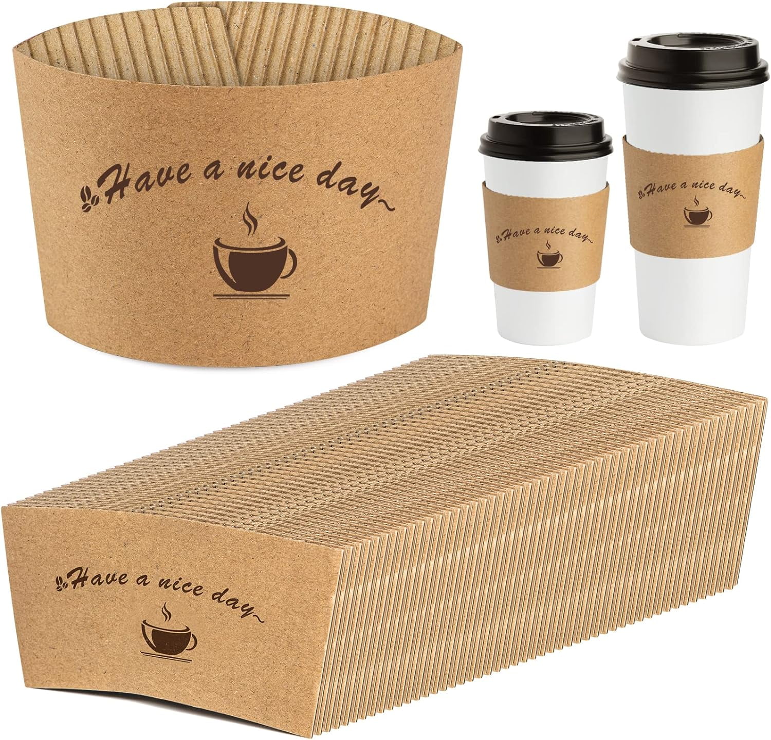 Kraft Paper Coffee Cup Sleeves 50 Packs - Coffee Sleeves, Disposable ...
