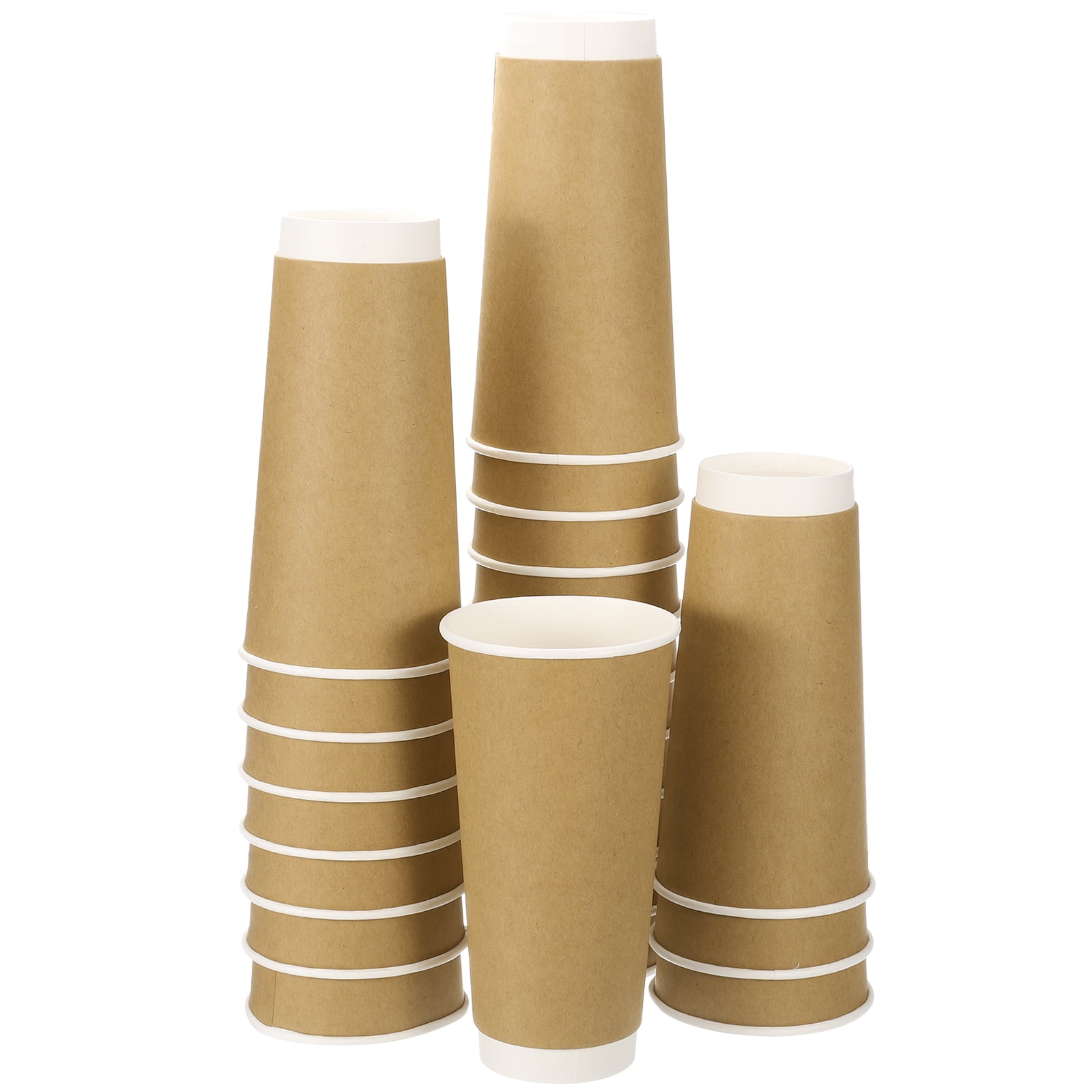 Kraft Paper Coffee Cups, 50 Pack 22 Oz x 90mm Double-Layer Disposable ...