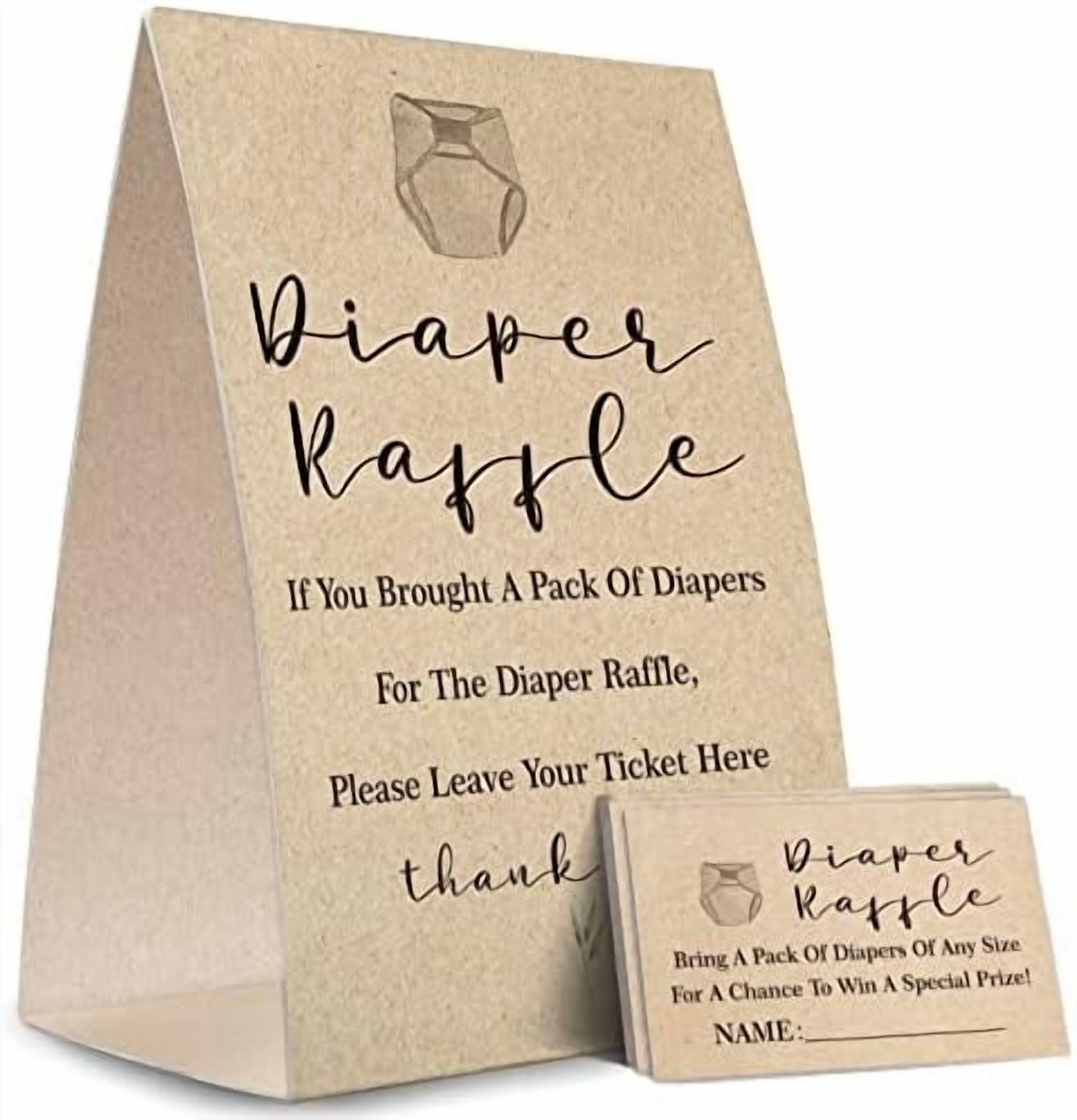 Kraft Paper Diaper Raffle Sign,Diaper Raffle Baby Shower Game Kit (1 ...