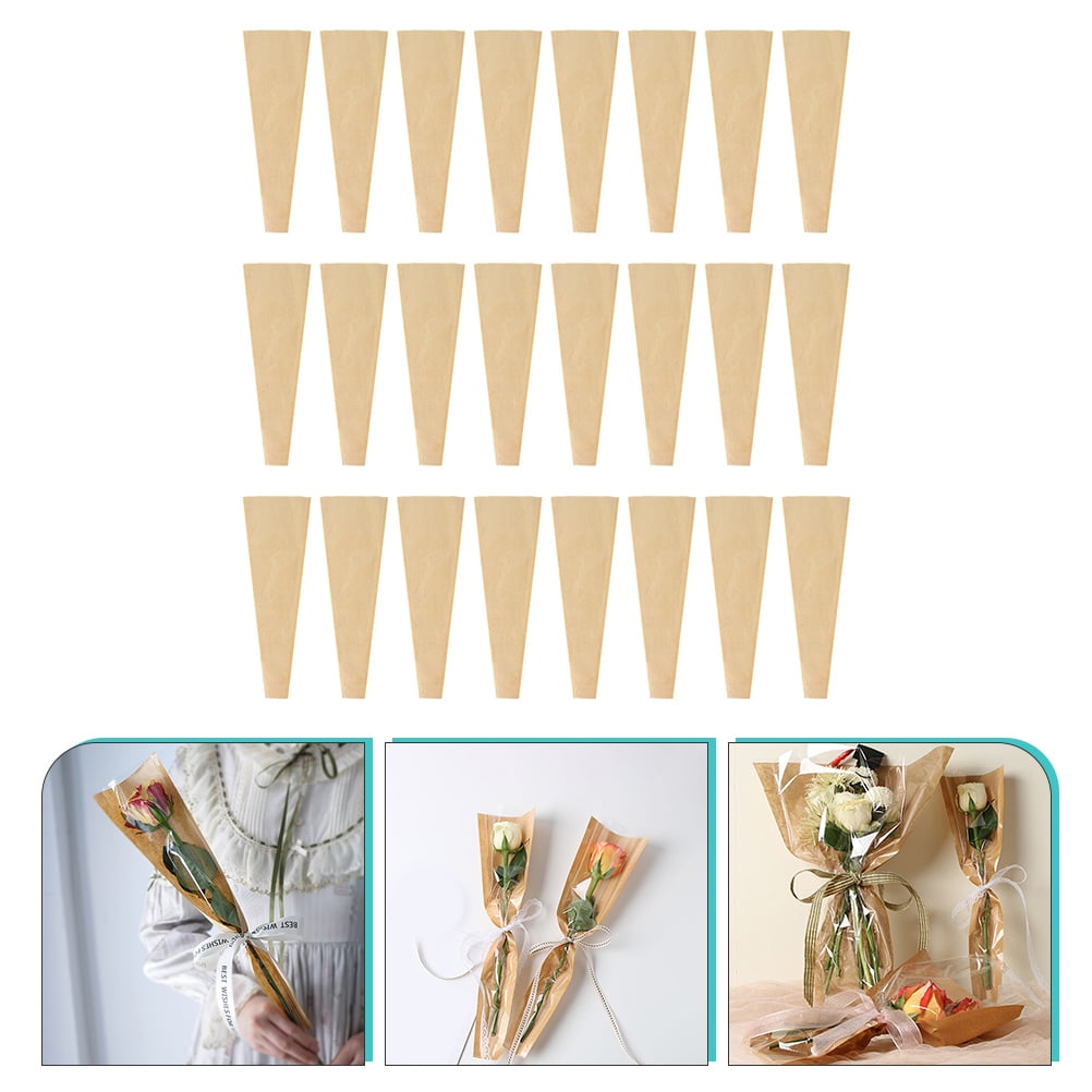 BALAHAPY Flower Packaging Bags Rose Flower Bouquet Wrapping Paper Khaki ...