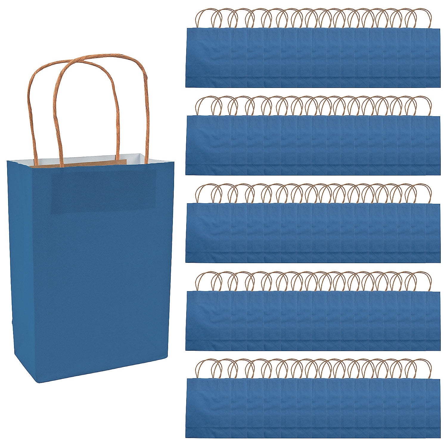 Kraft Paper Gift Bags Blue Medium Bulk 60 Pc - Walmart.com