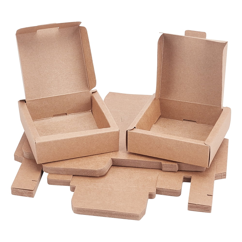 Kraft Paper Gift Box Folding Boxes Square BurlyWood 10.2x10.2x3.1cm for ...
