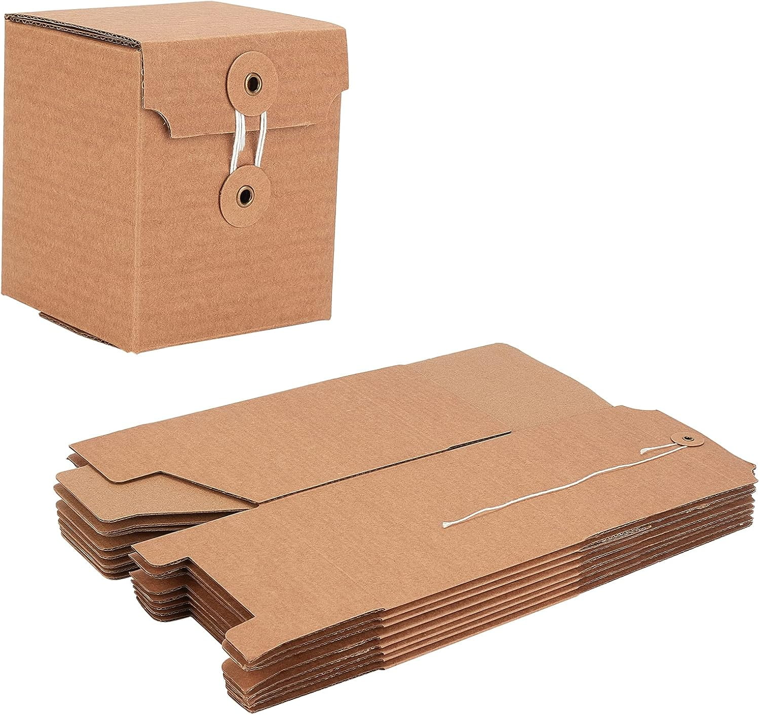 Kraft Paper Gift Box Rectangle Folding Boxes with Cotton Cord and Iron ...