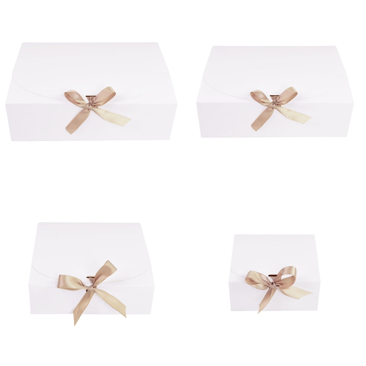 Kraft Paper Gift Box With Decorative Bow Ribbons Multiple Sizes Wedding ...