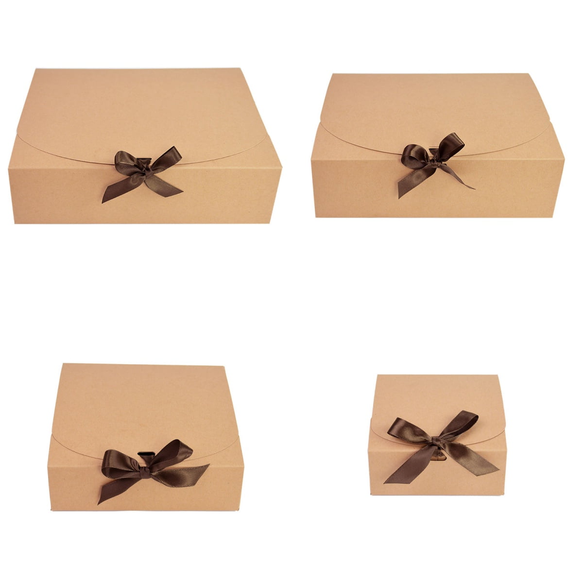 Kraft Paper Gift Box With Decorative Bow Ribbons Multiple Sizes Wedding ...