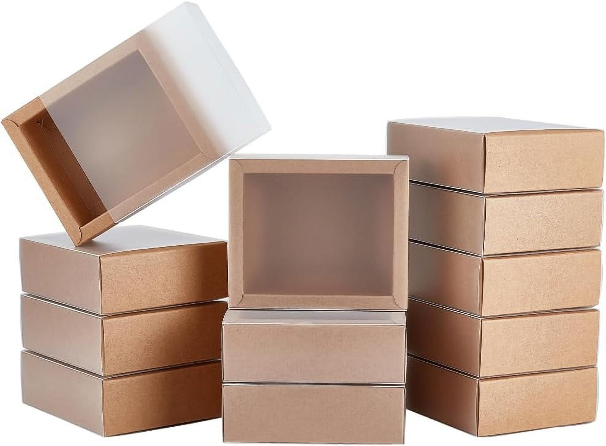 Kraft Paper Gift Boxes Drawer Boxes with PVC Windows Cover for Party ...