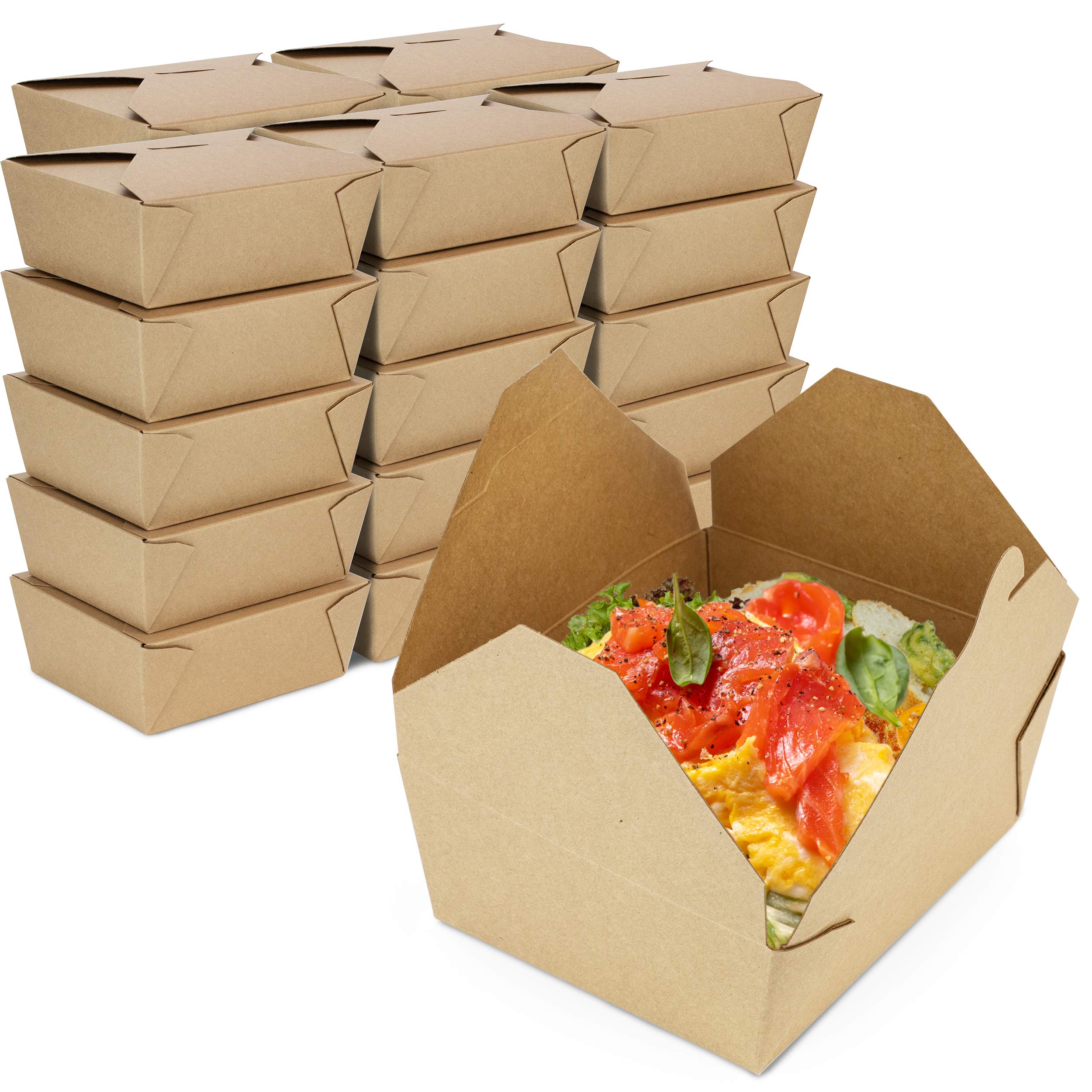 Kraft Paper To Go Boxes 48 oz, Disposable Takeout Containers for Food ...