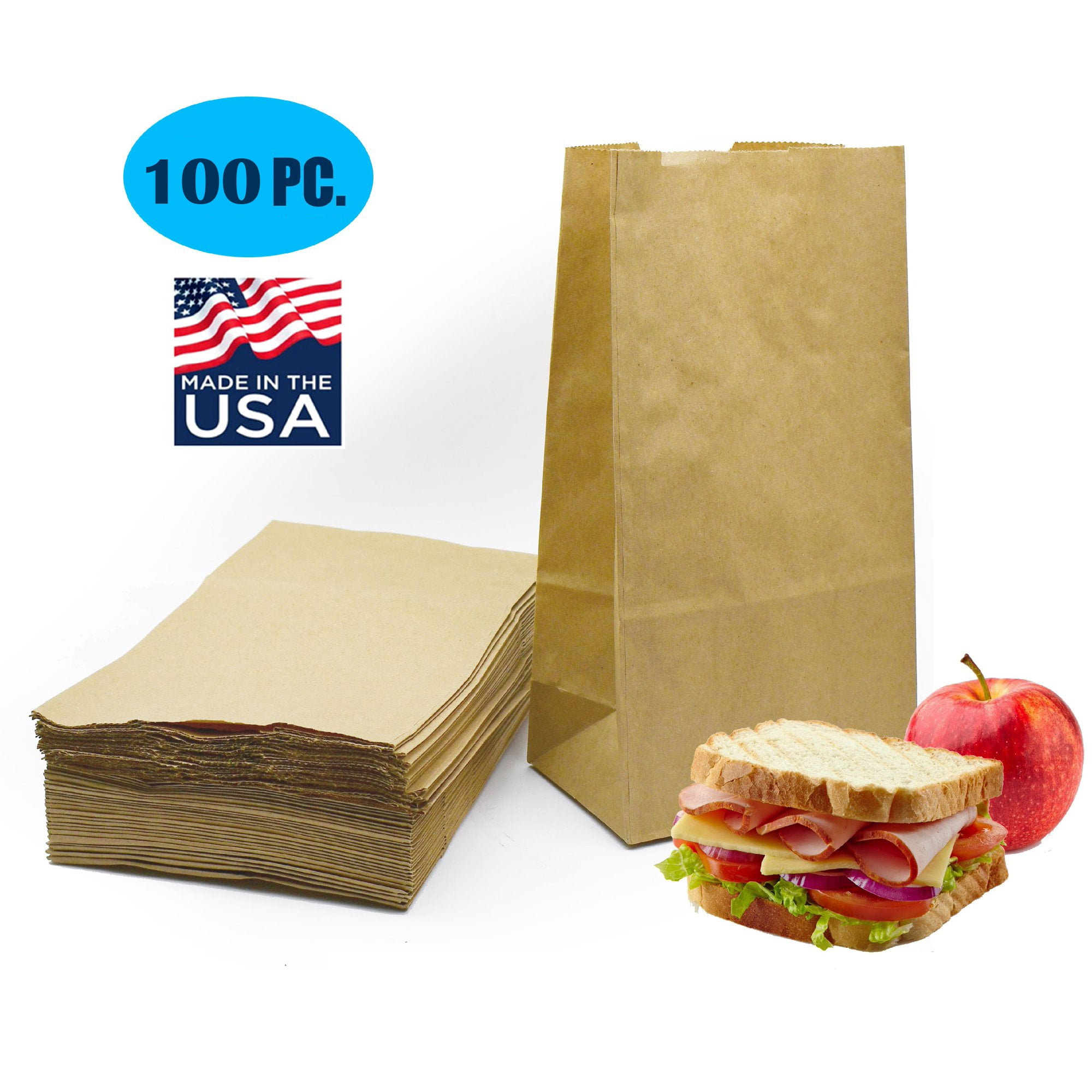 Kraft Paper Lunch Bags, Bread/Sandwich/Snack, Arts/School/Gift Bags ...
