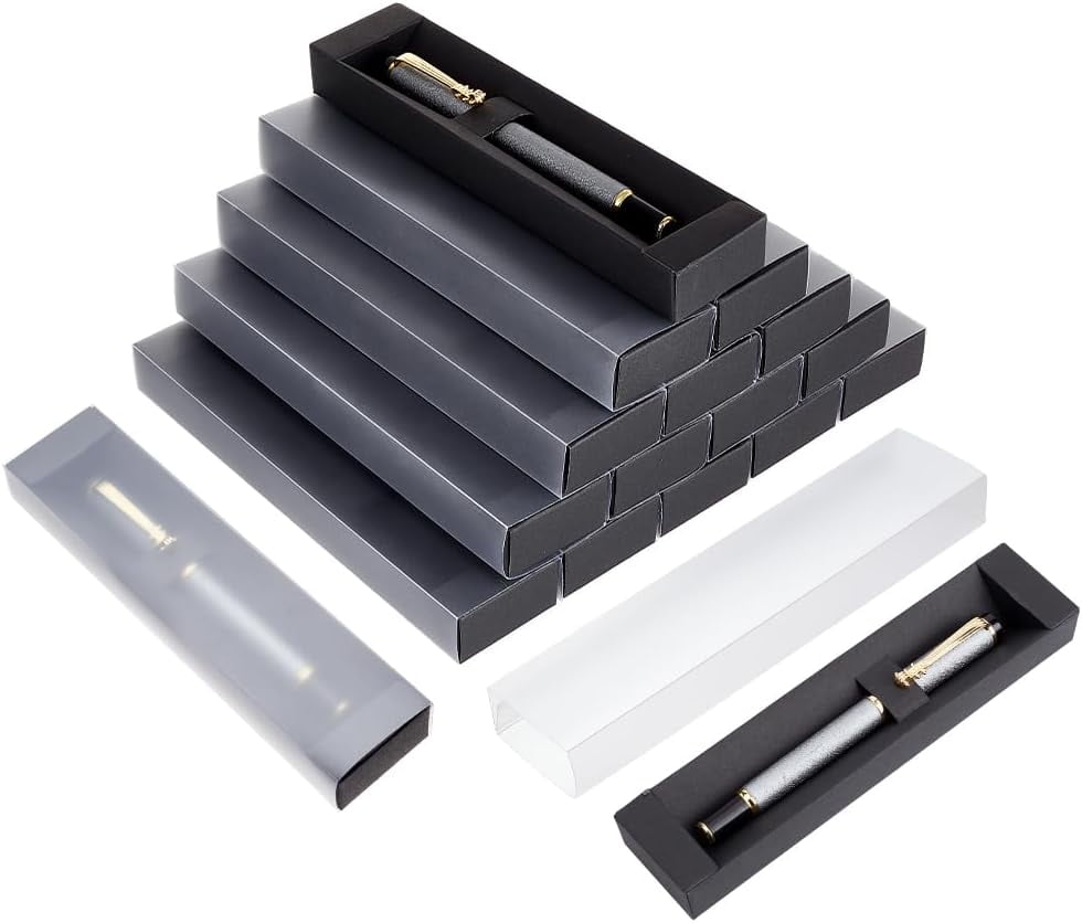 Kraft Paper Pen Packaging Drawer Boxes with PVC Plastic Pull Out Drawer ...