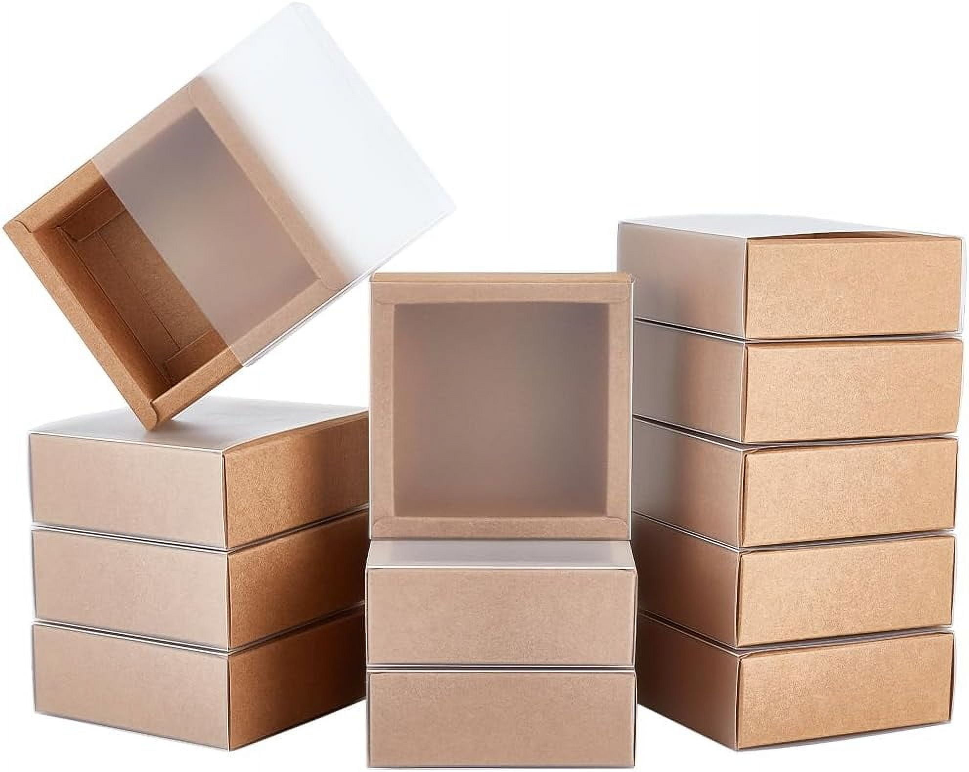 Kraft Paper Storage Gift Drawer Boxes Translucent Plastic Cover Gift ...