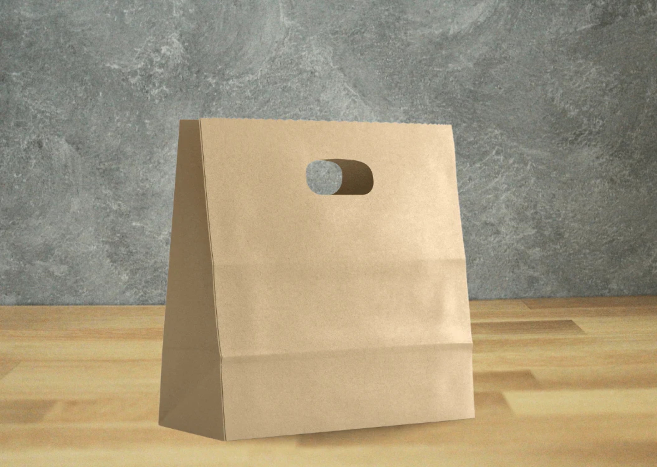 Kraft Paper Take-Out Bag (500pcs) | Die-Cut Handle | 11" X 11" X 6 ...