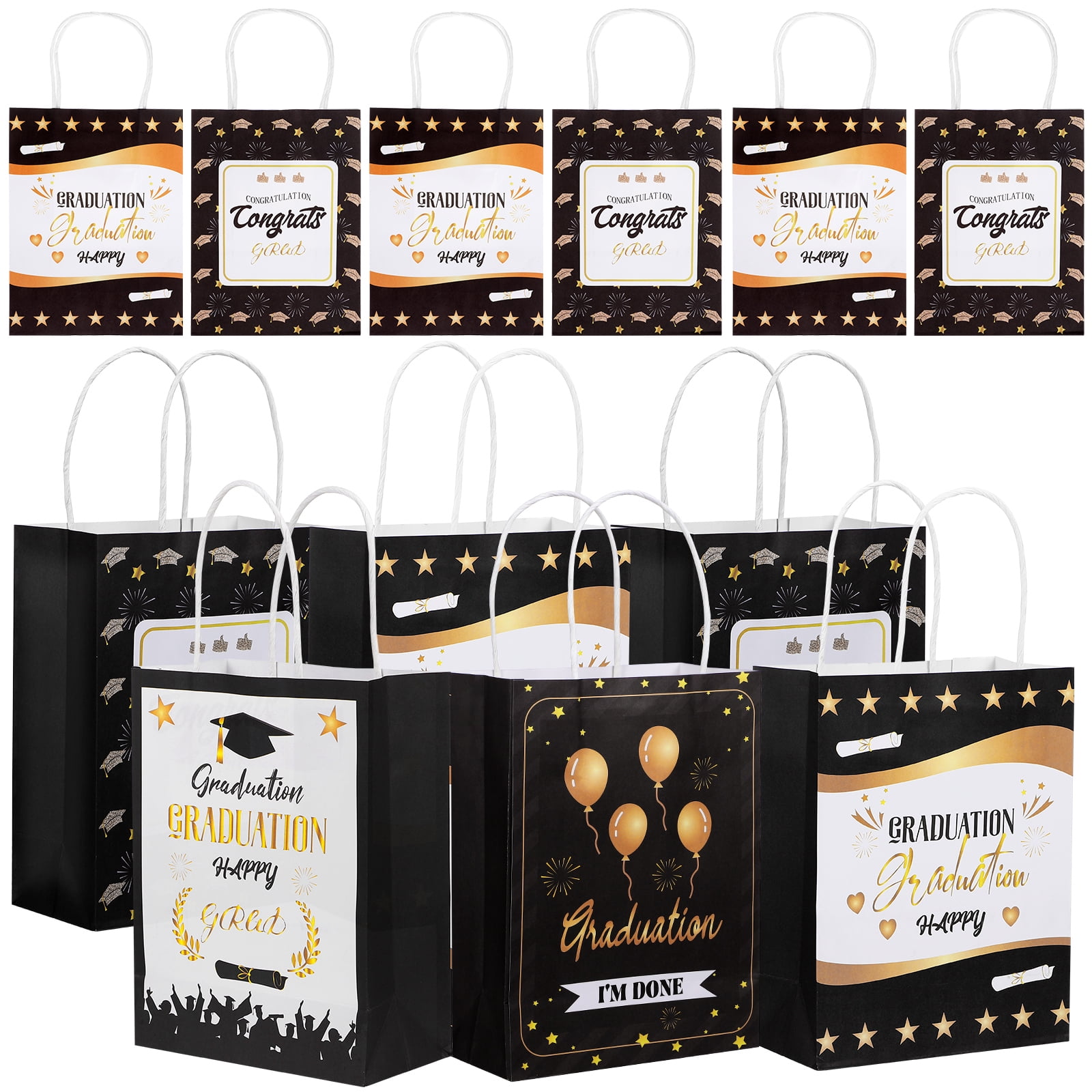 12 Pack Medium Kraft Paper Tote Bags Bulk Party Favor Bags for ...
