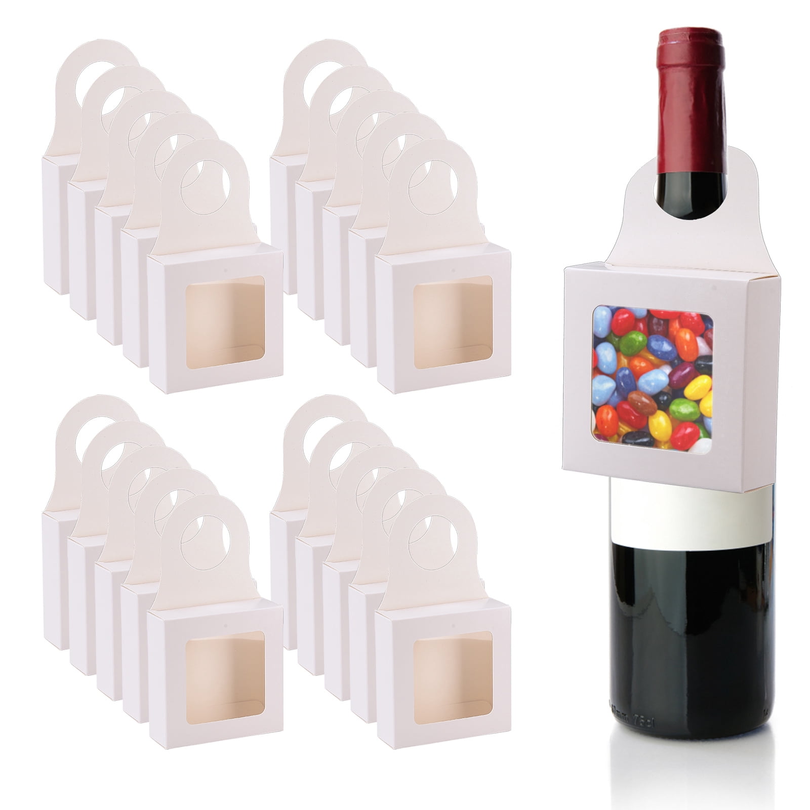 Kraft Paper Wine Bottle Box With Window Hanging Foldable Gift Boxes ...