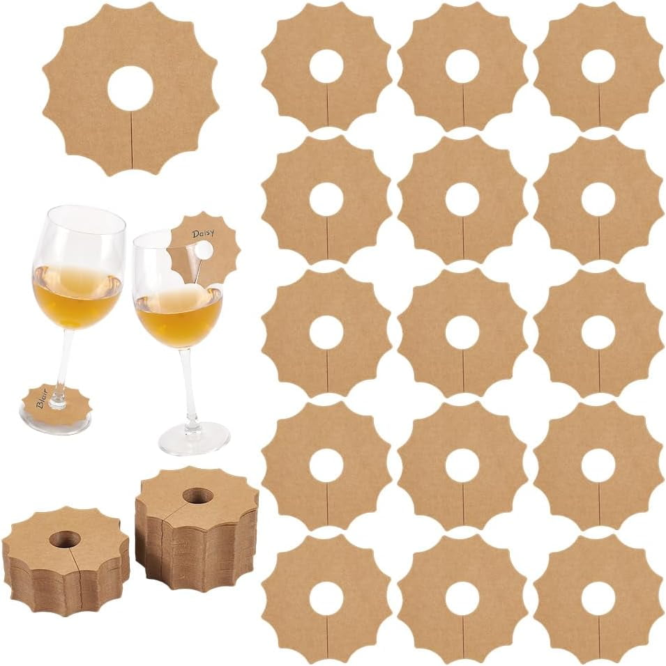 Kraft Paper Wine Glass Charms Goblet Marker Gear Shape Tan 70x70x0.4mm ...