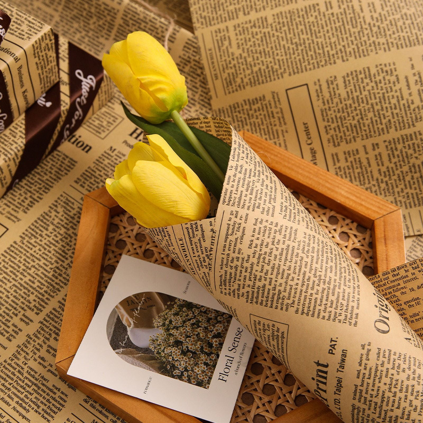 Kraft Paper Wrapping Paper Gift,Flower,English Newspaper - Walmart.com