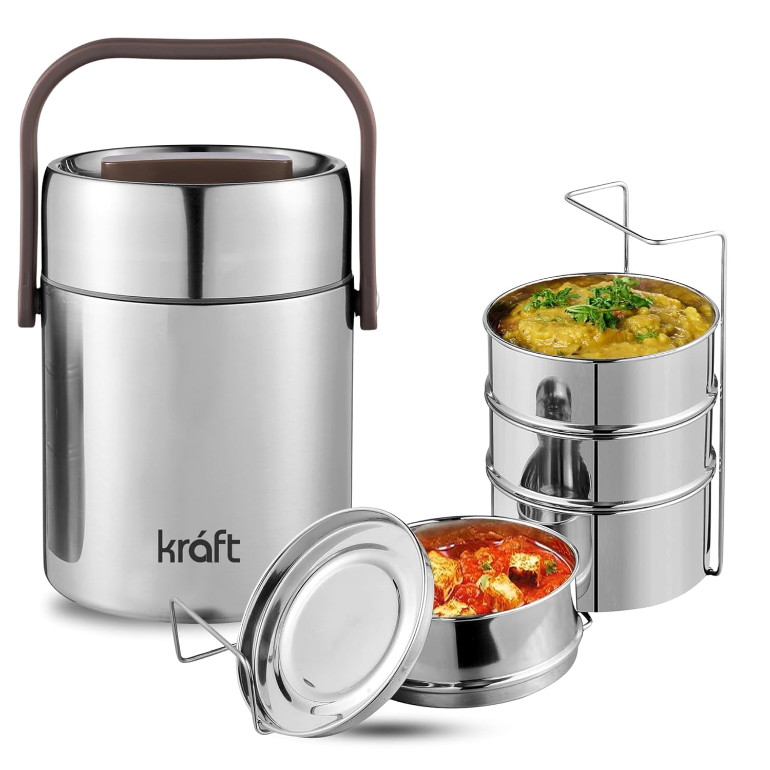Kraft Perma Therm Stainless Steel 4Tier Lunch Box 19 Litres Thermal ...