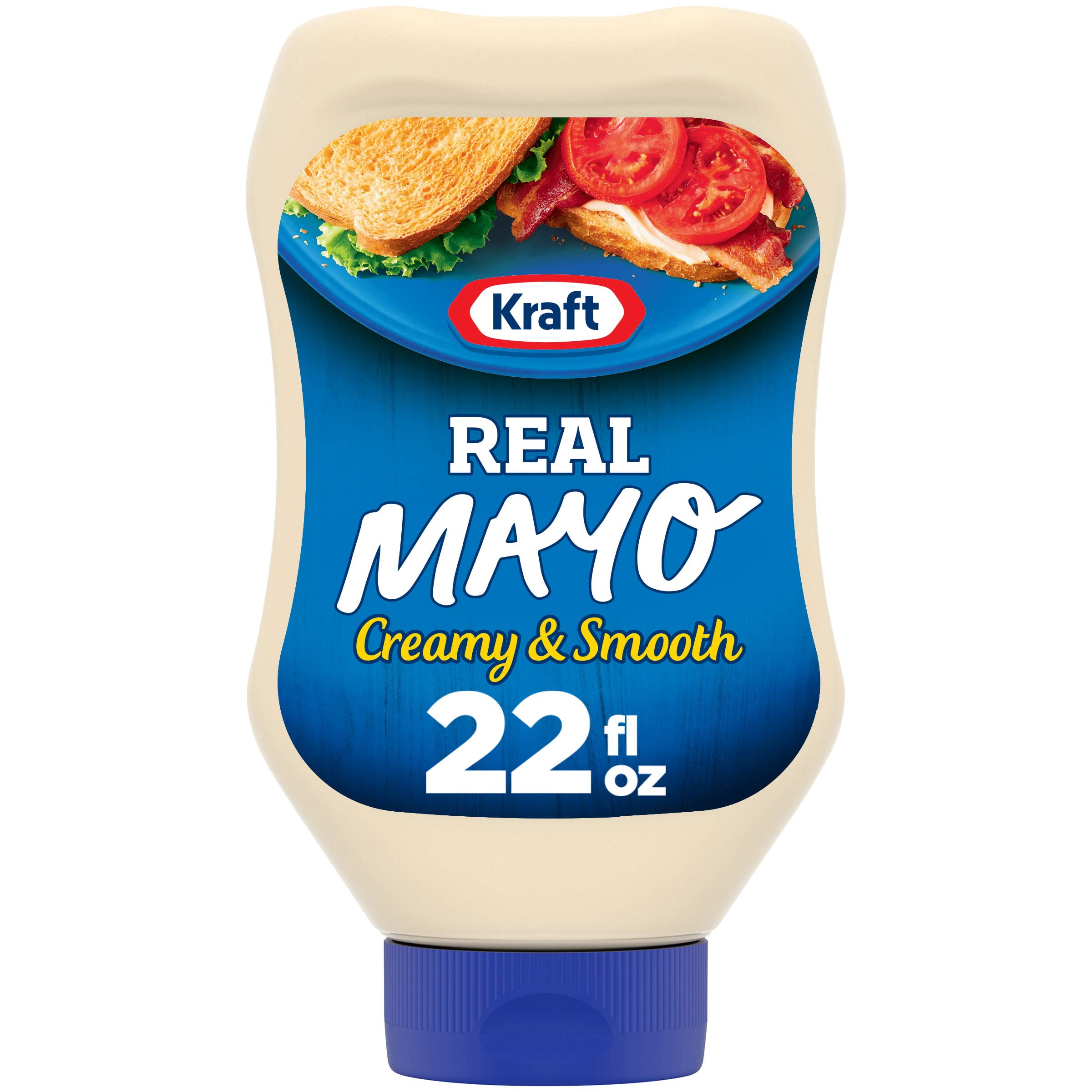Kraft Real Mayo Creamy & Smooth Mayonnaise, 22 fl oz Bottle (Pack of 32 ...